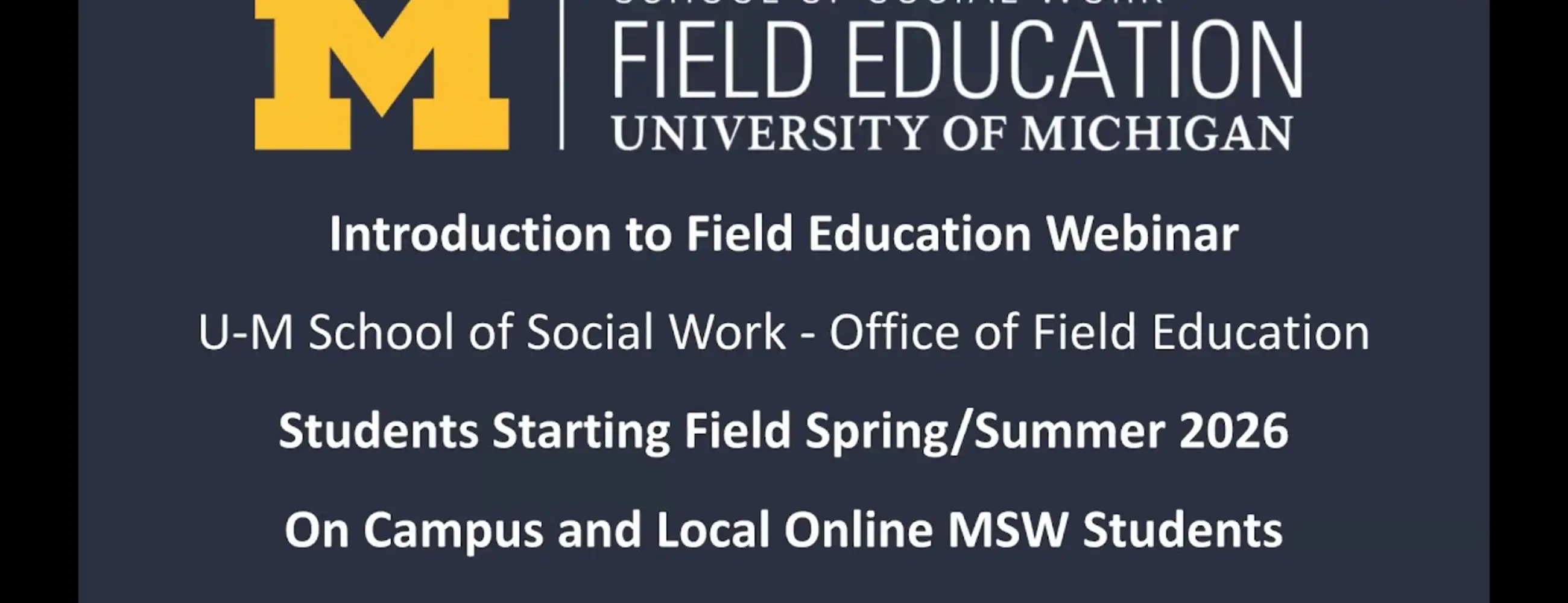 Virtual Introduction to Field Education Webinar for MSW Students ...